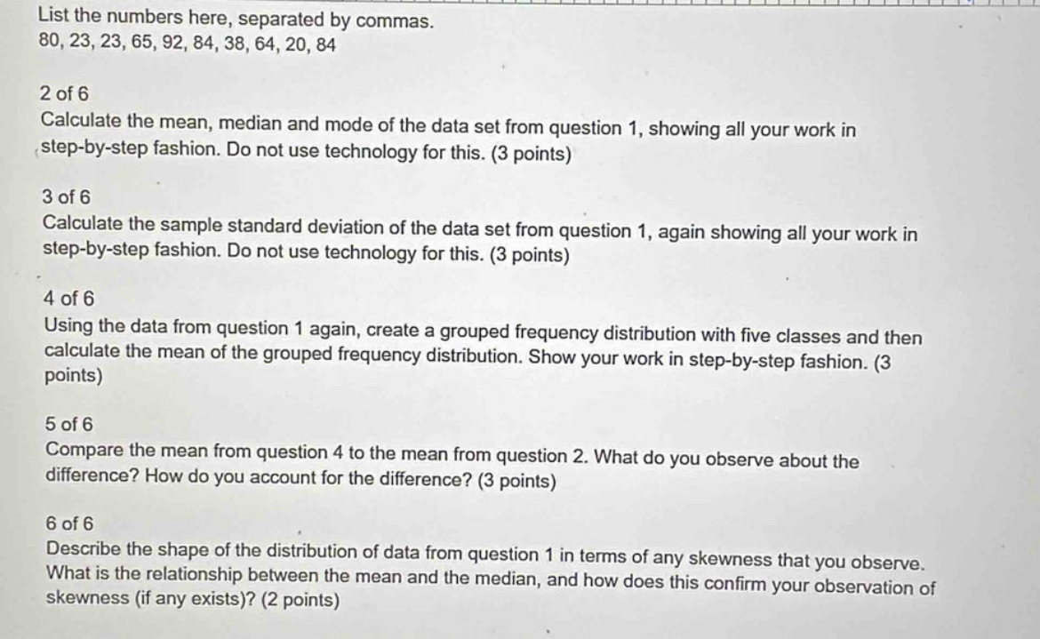 Solved List the numbers here, separated by | Chegg.com