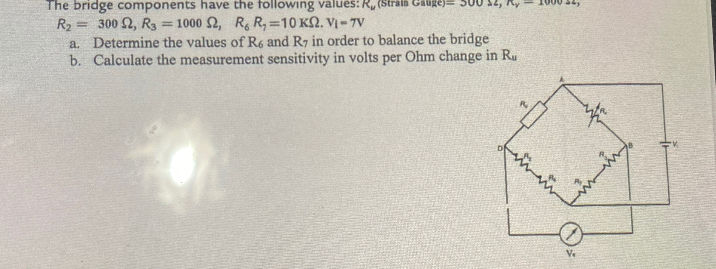 Solved The bridge components have the following values: | Chegg.com