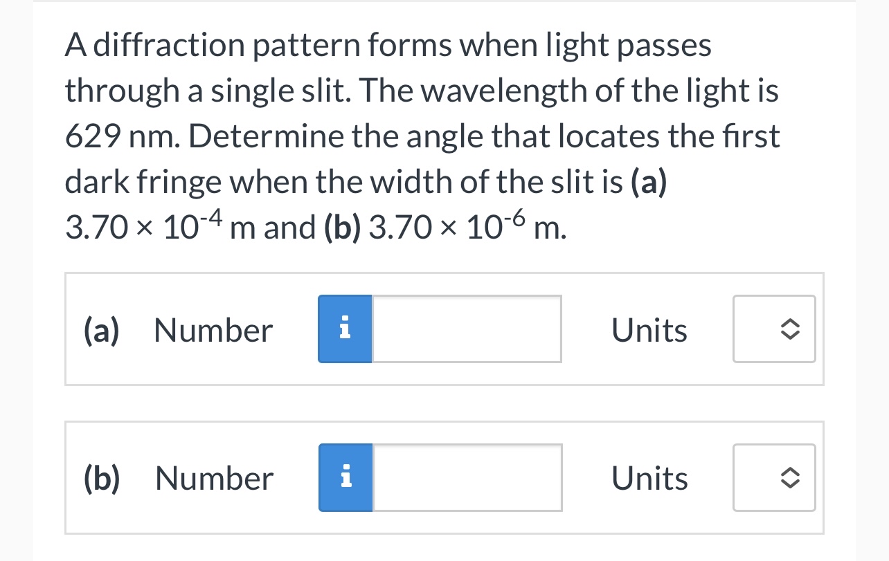 Solved A diffraction pattern forms when light passes through | Chegg.com