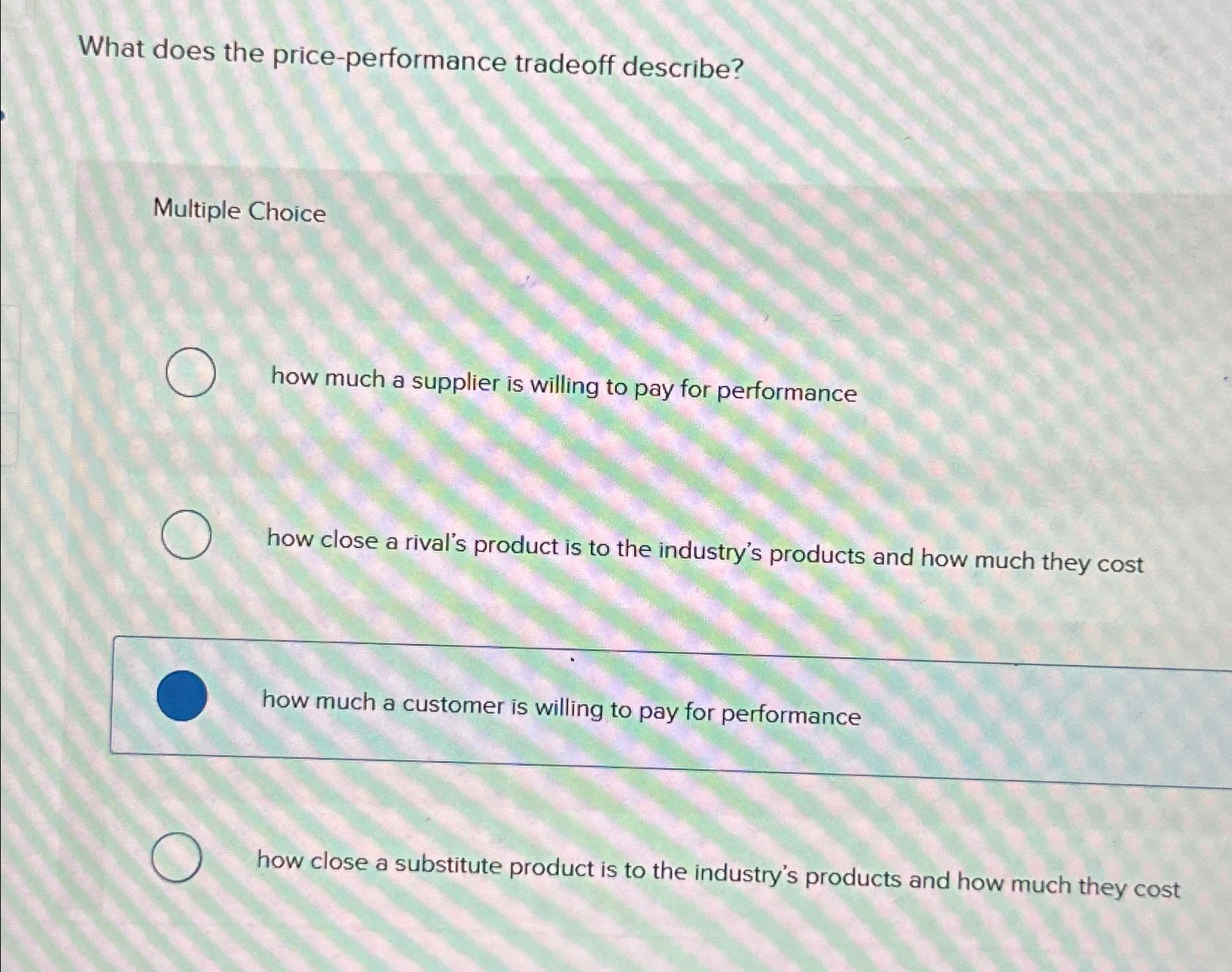 Solved What does the price-performance tradeoff | Chegg.com
