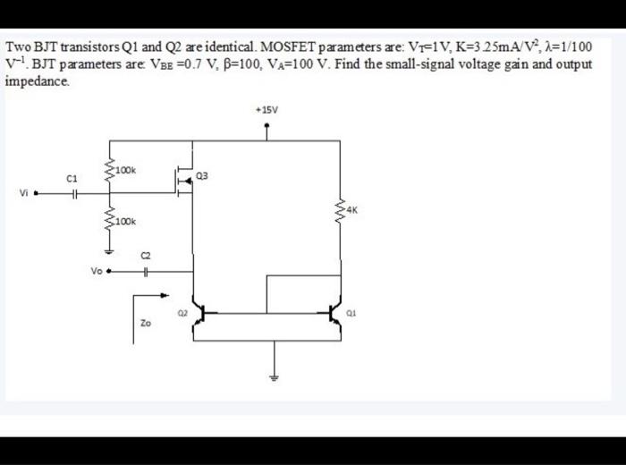 Solved Two BJT transistors Q1 and Q2 are identical. MOSFET | Chegg.com