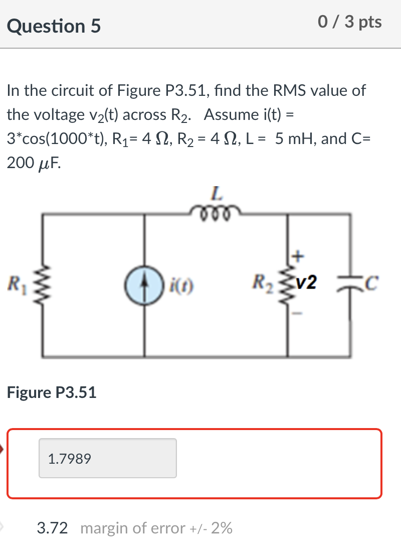 Solved Question 503 ﻿ptsIn the circuit of Figure P3.51, | Chegg.com