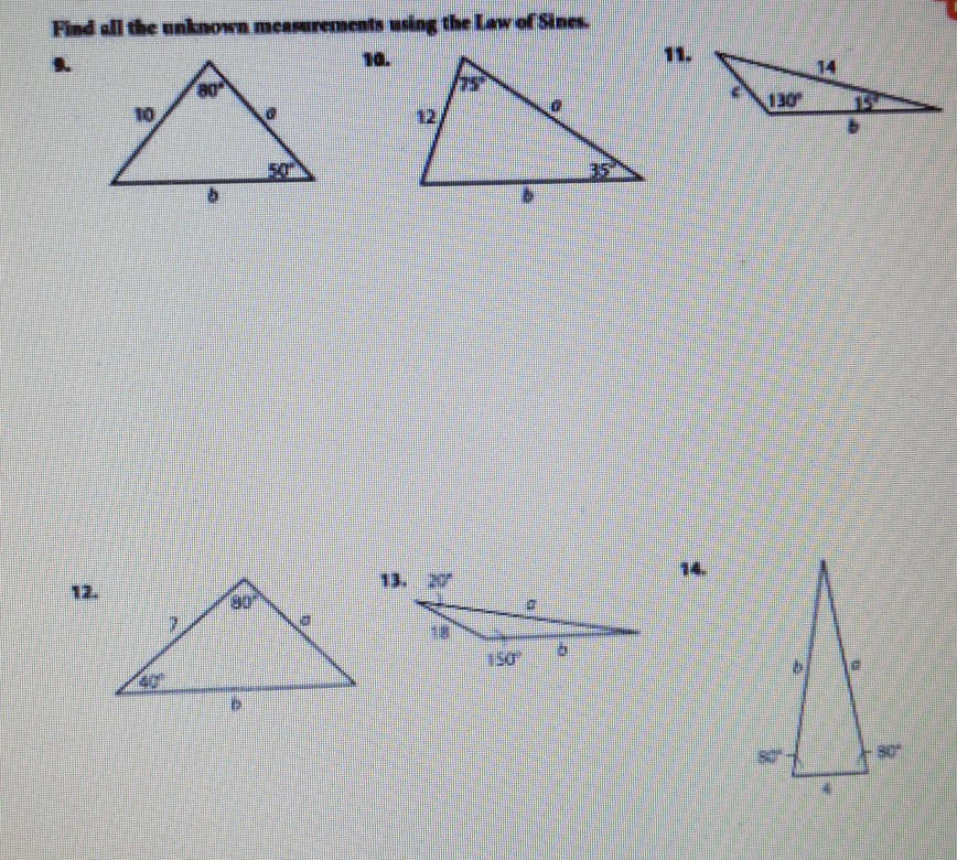 Solved Find all the unknown measures using the given | Chegg.com
