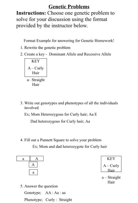 Solved Genetic Problems Instructions: Choose one genetic | Chegg.com