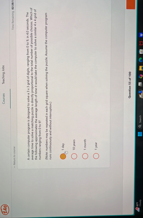 Solved (240)Courses Teaching JobsReturn to courseTime | Chegg.com