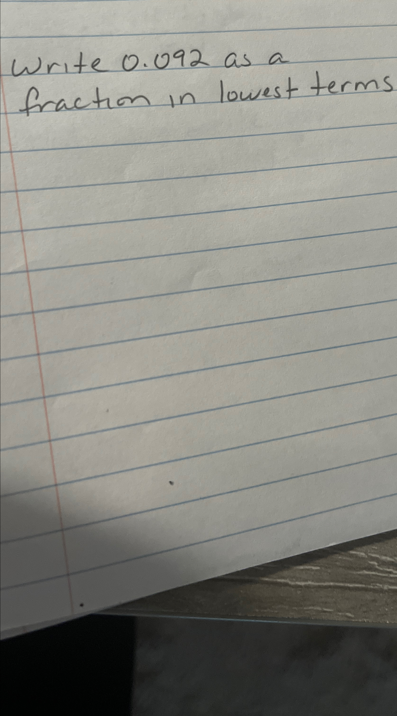 Solved Write 0.092 ﻿as a fraction in lowest terms | Chegg.com