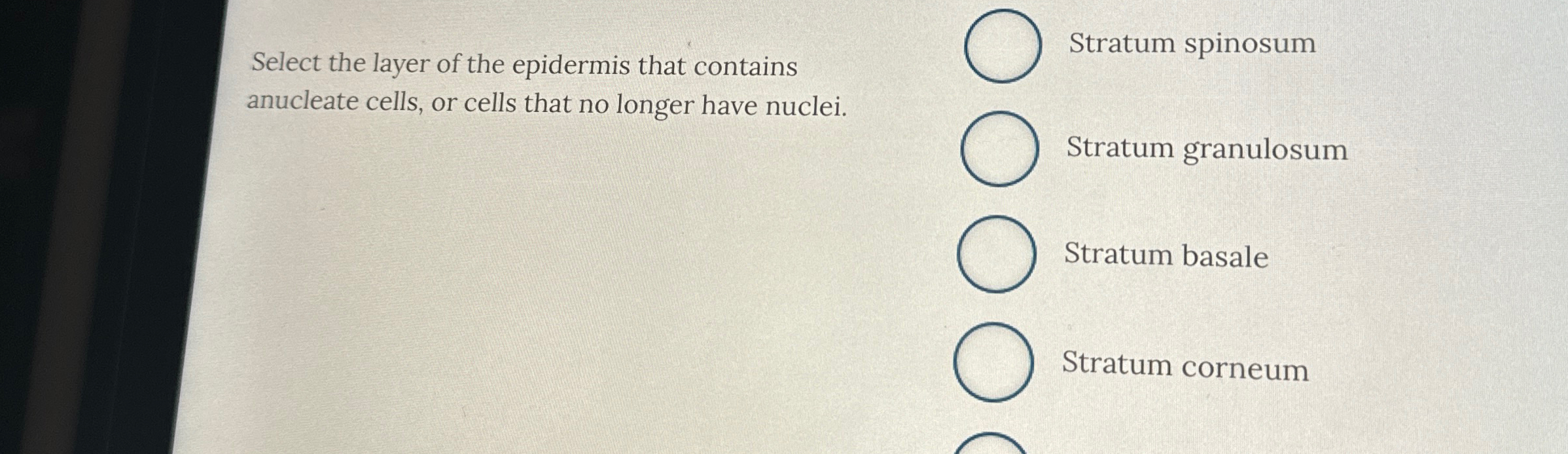 Solved Select the layer of the epidermis that | Chegg.com