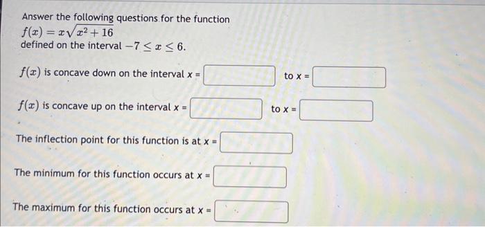 Solved Answer The Following Questions For The Function