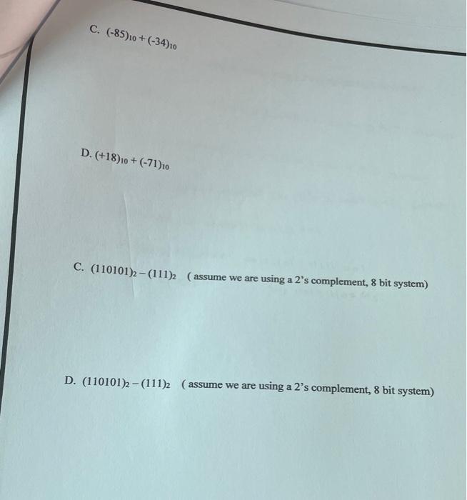 Solved 36 Q3 Perform The Following Subtractions By Using 