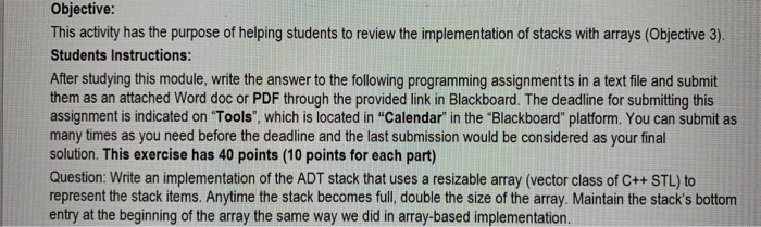 Solved Objective: This activity has the purpose of helping | Chegg.com