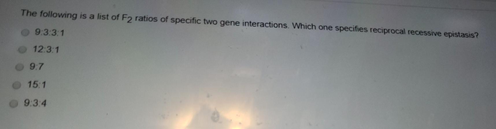 Solved The following is a list of F2 ratios of specific two | Chegg.com