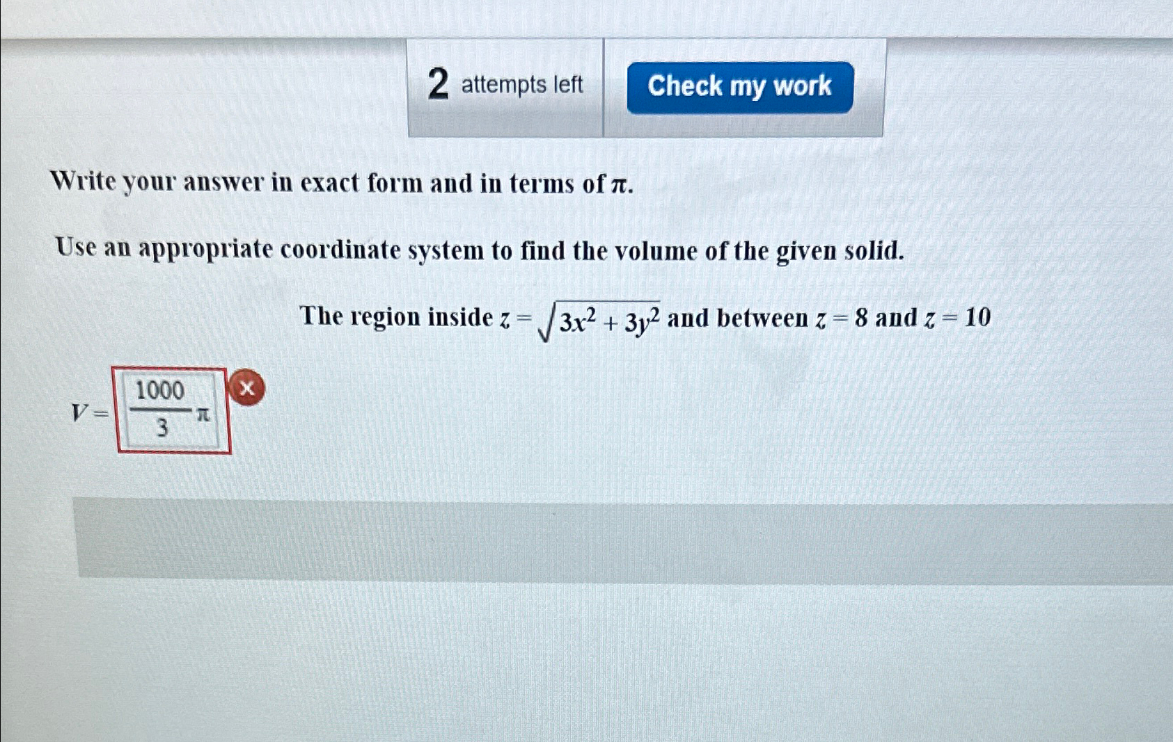 Solved 2 ﻿attempts leftWrite your answer in exact form and | Chegg.com