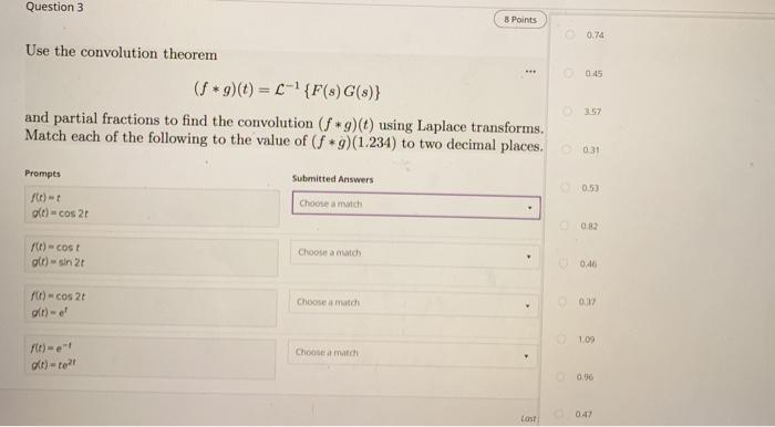 Solved Question 3 8 Points 0.74 0.45 Use the convolution | Chegg.com
