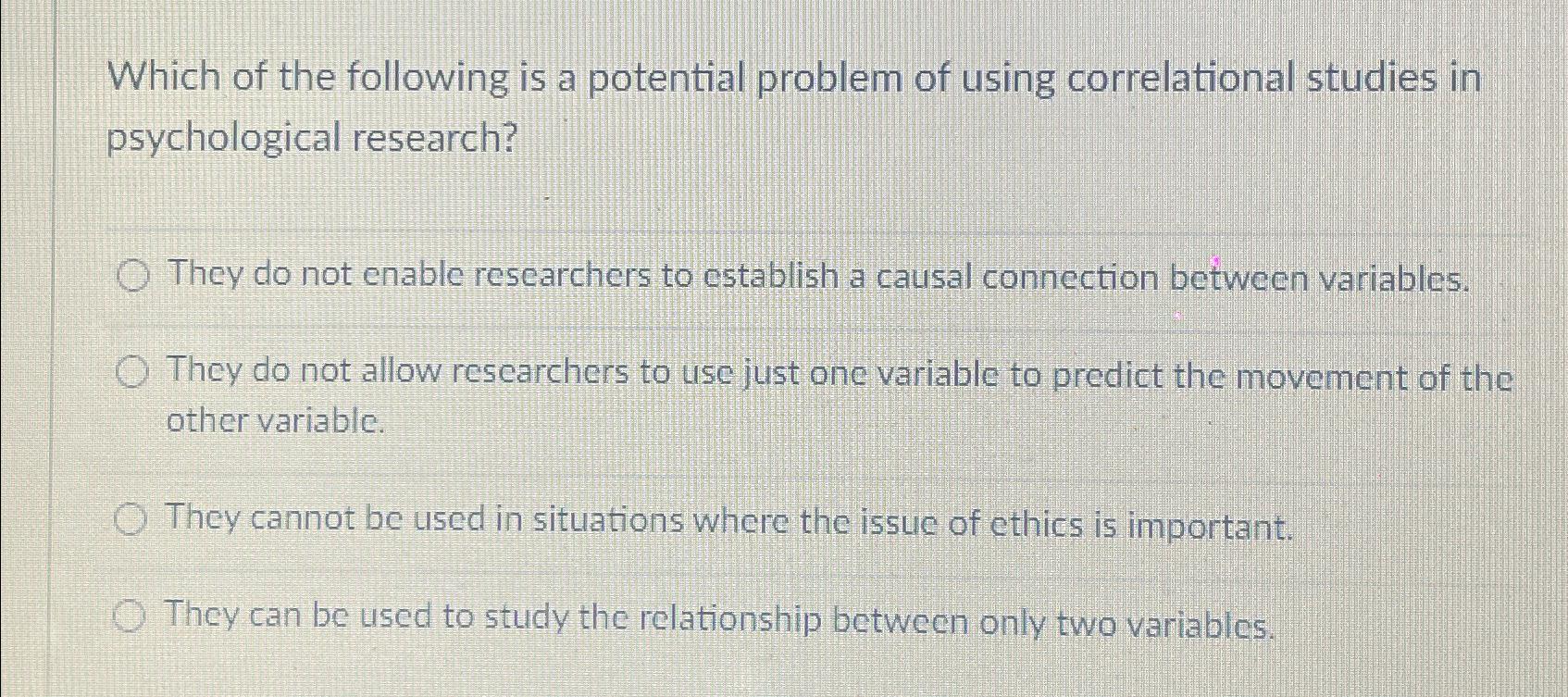 Solved Which of the following is a potential problem of | Chegg.com