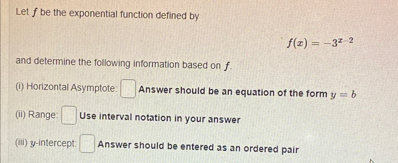 Solved Let f ﻿be the exponential function defined | Chegg.com
