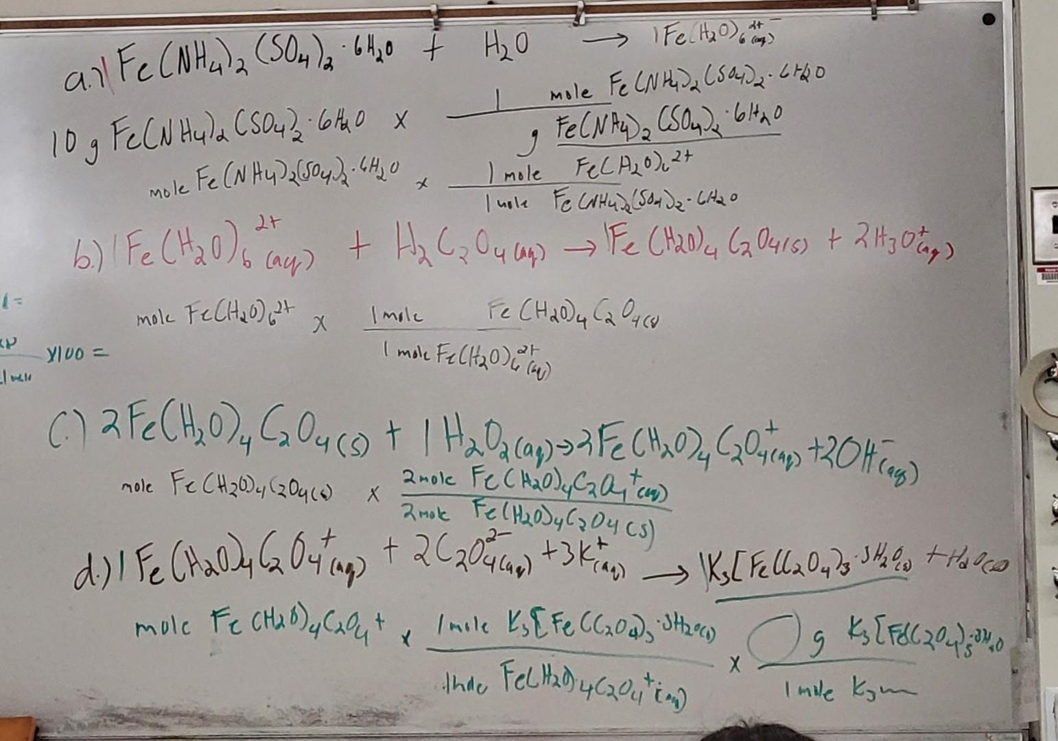 a.1 FeC(NH4)2(SO4)2⋅6H2O+H2O FeC(H2O)6+4−910 | Chegg.com
