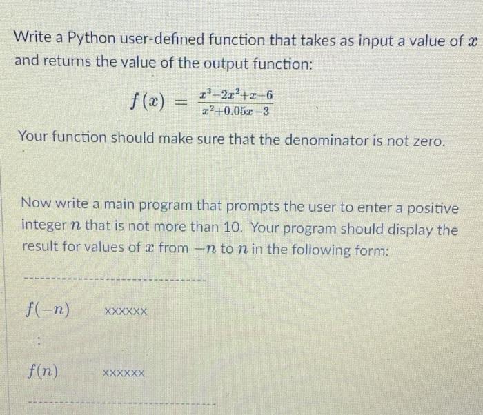 Solved Write A Python User Defined Function That Takes As 7117