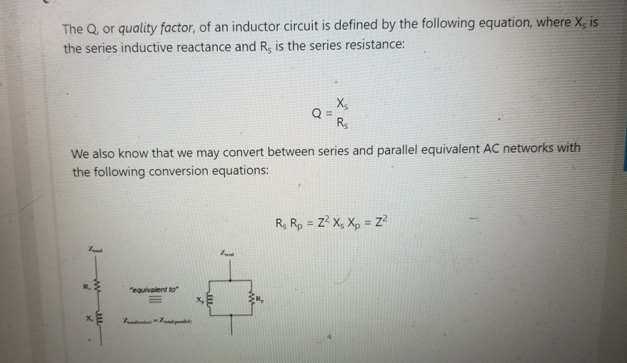 Solved Develop an equation that solves for the Q factor of a | Chegg.com