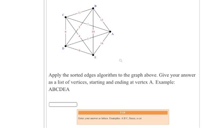 Solved 12 10 A D Apply the sorted edges algorithm to the | Chegg.com