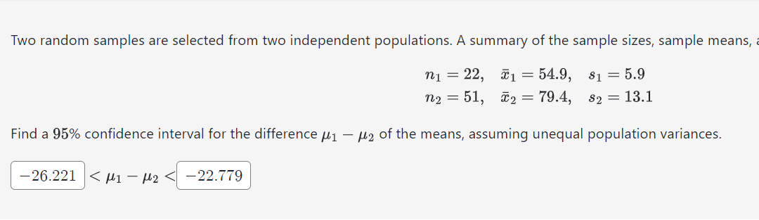 Solved Two random samples are selected from two independent | Chegg.com