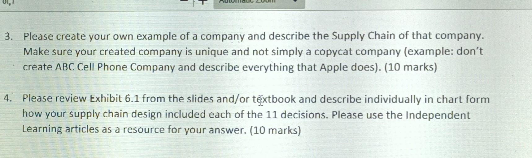 Solved 3. Please create your own example of a company and | Chegg.com