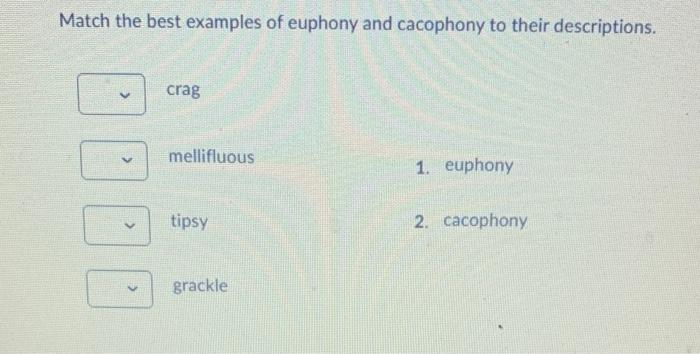 Solved Match the best examples of euphony and cacophony to | Chegg.com