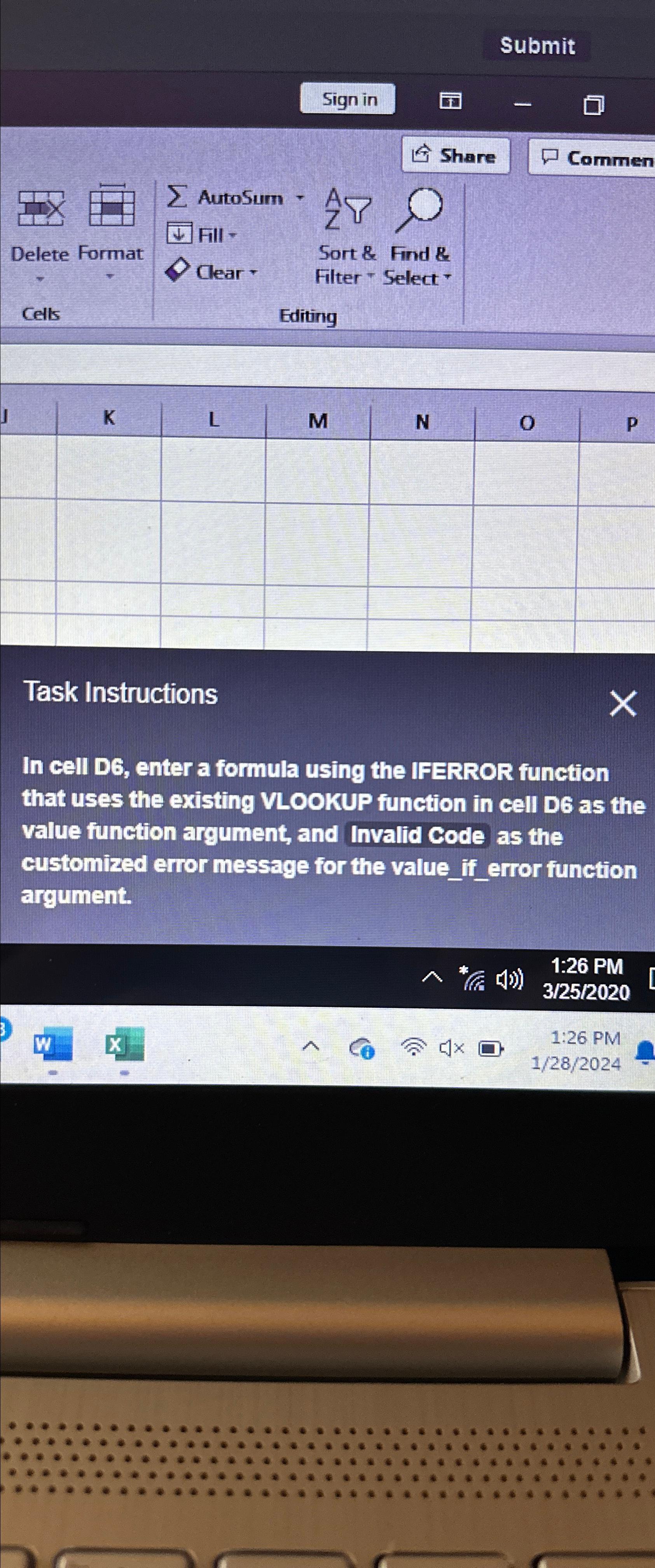 Solved SubmitSign inShareCommenTask InstructionsIn cell D6, | Chegg.com