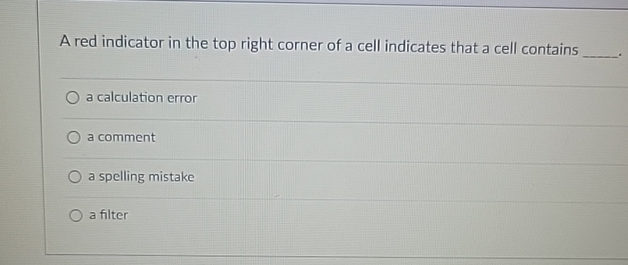 A red indicator in the top right corner of a cell | Chegg.com