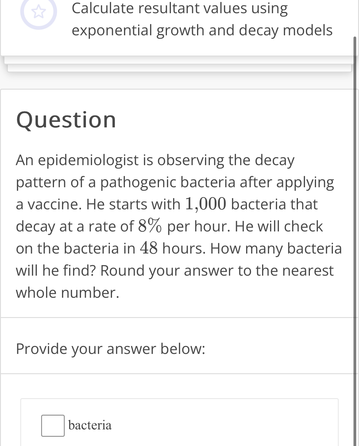 Solved Calculate resultant values using exponential growth | Chegg.com