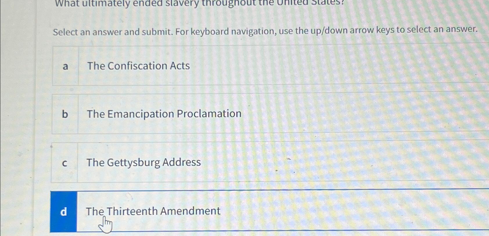 Solved Select an answer and submit. For keyboard navigation, | Chegg.com