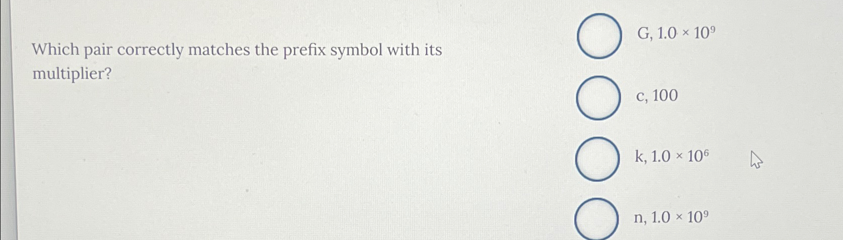 Solved Which pair correctly matches the prefix symbol with | Chegg.com