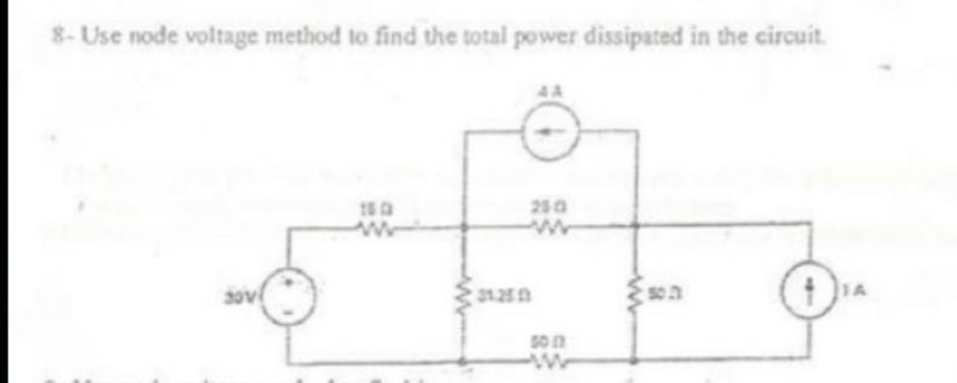 Solved 8- Use node voltage method to find the total power | Chegg.com
