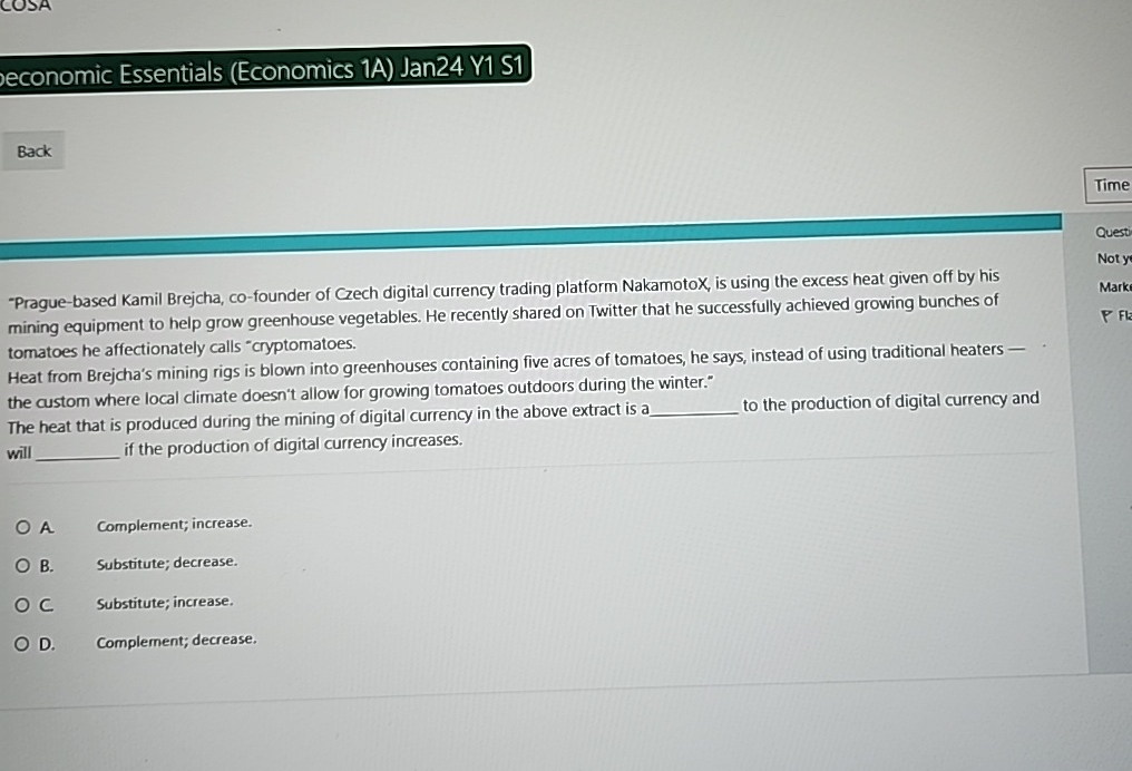 Solved economic Essentials (Economics 1A) ﻿Jan24 ﻿Y1 | Chegg.com