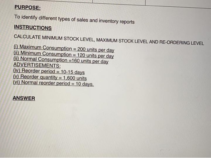 Solved PURPOSE: To identify different types of sales and | Chegg.com