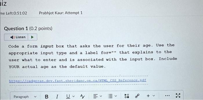 Solved Code A Form Input Box That Asks The User For Their