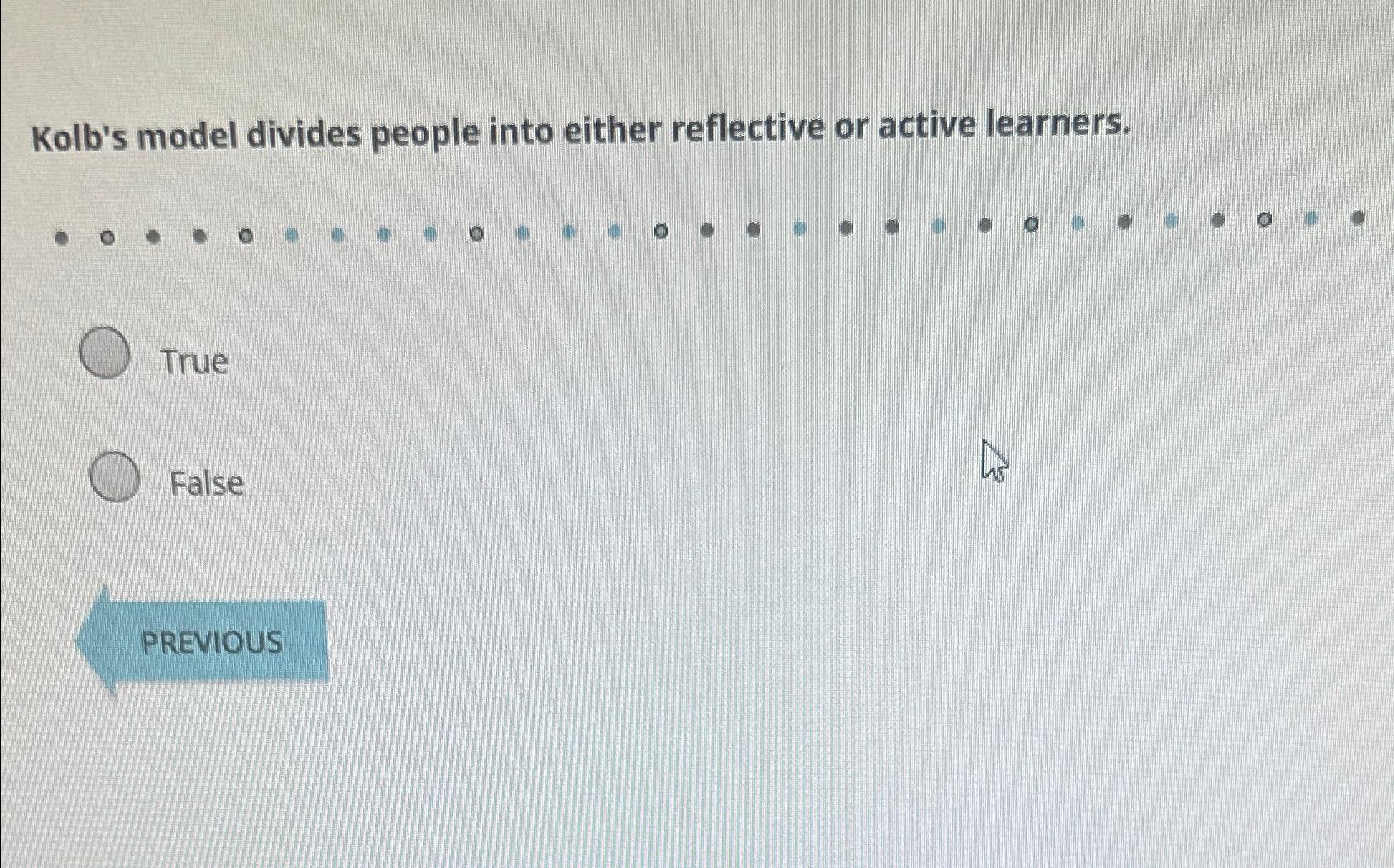 Solved Kolb's model divides people into either reflective or | Chegg.com