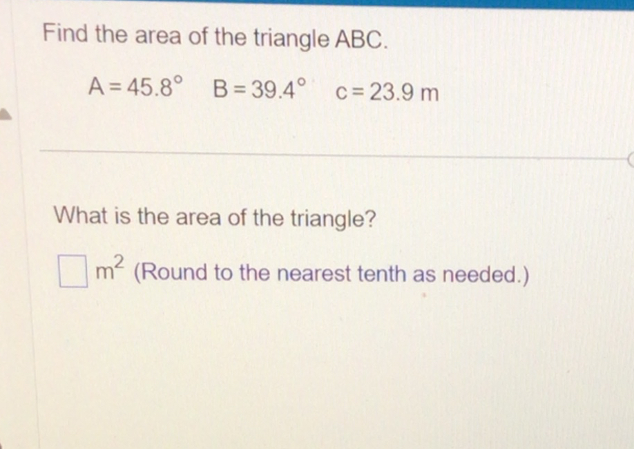Solved Find the area of the triangle | Chegg.com