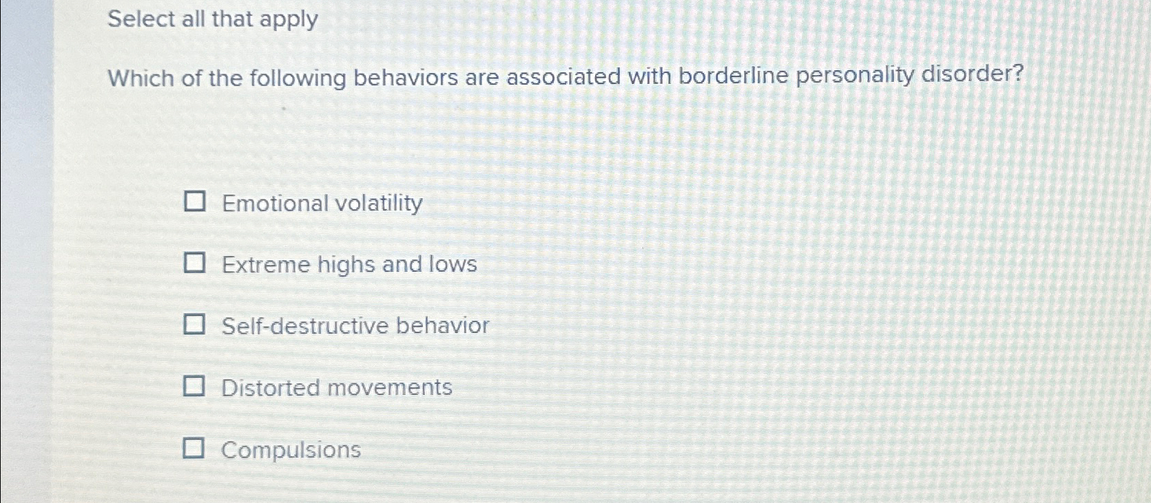 Solved Select all that applyWhich of the following behaviors | Chegg.com