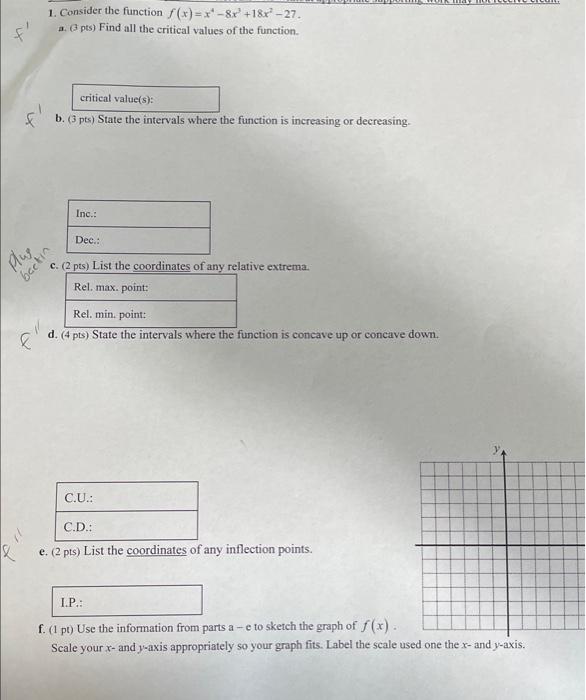 Solved 1. Consider the function f(x)=x4−8x3+18x2−27. a. (3 | Chegg.com