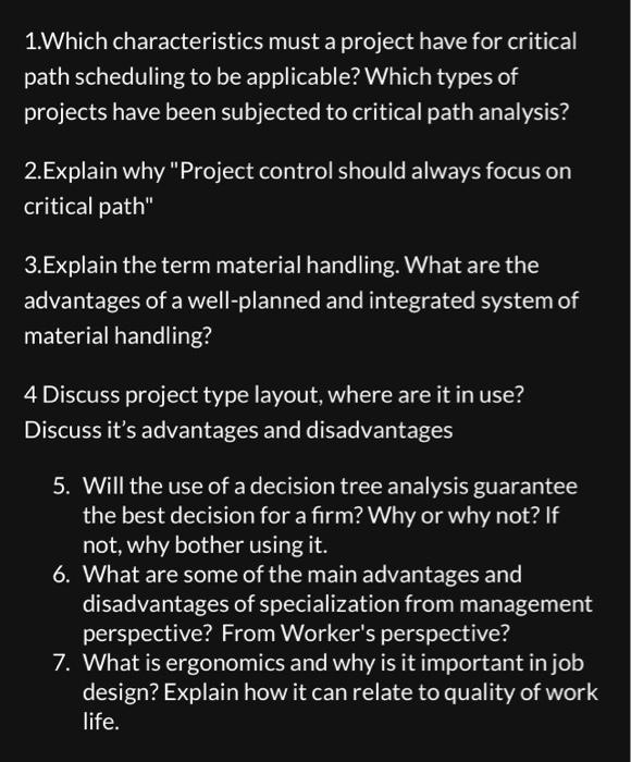 Solved 1.Which characteristics must a project have for | Chegg.com