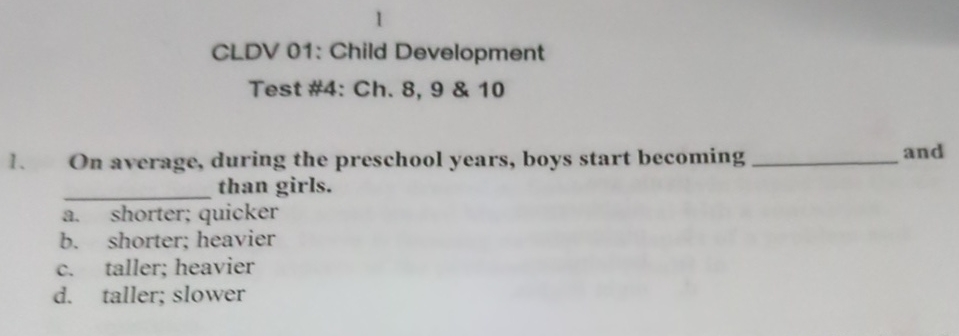 Solved 1CLDV 01: Child DevelopmentTest #4: Ch. 8, 9 ﻿& 10On | Chegg.com
