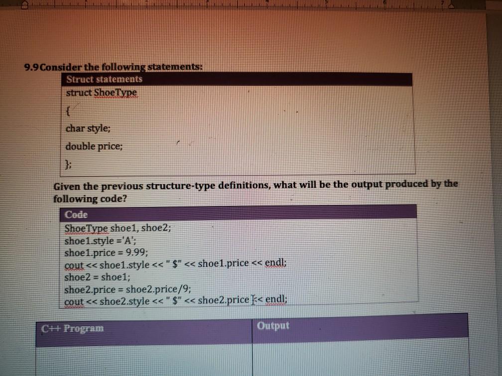 Solved 9.9 Consider the following statements: Struct | Chegg.com Solved 9.9 Consider the following statements: Struct | Chegg.com
