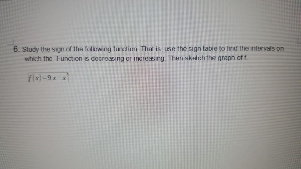 Solved 6. Study the sign of the following function. That is, | Chegg.com