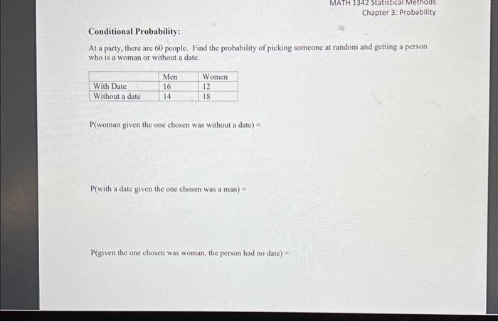 Solved Conditional Probability: At a party, there are 60 | Chegg.com