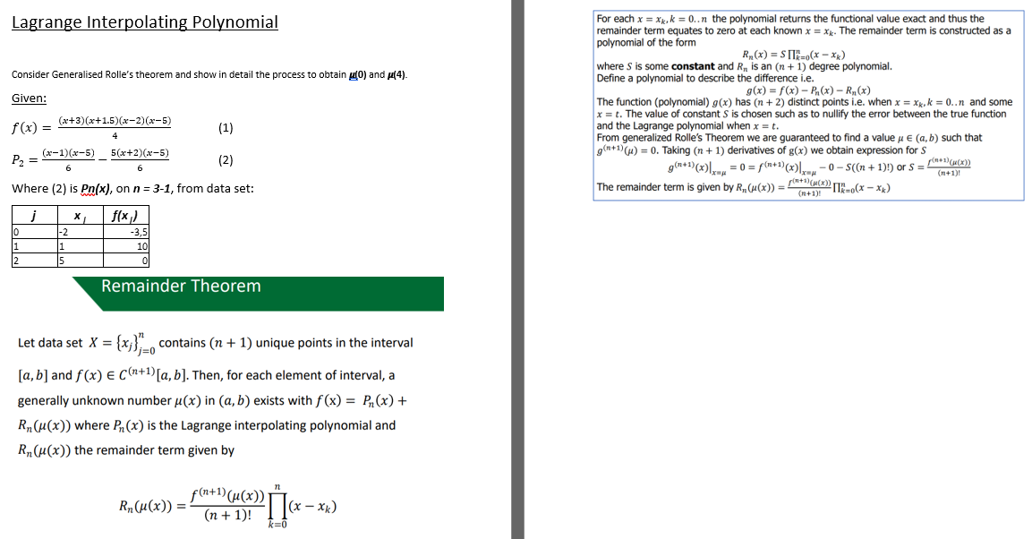 Solved Lagrange Interpolating PolynomialConsider Generalised | Chegg.com