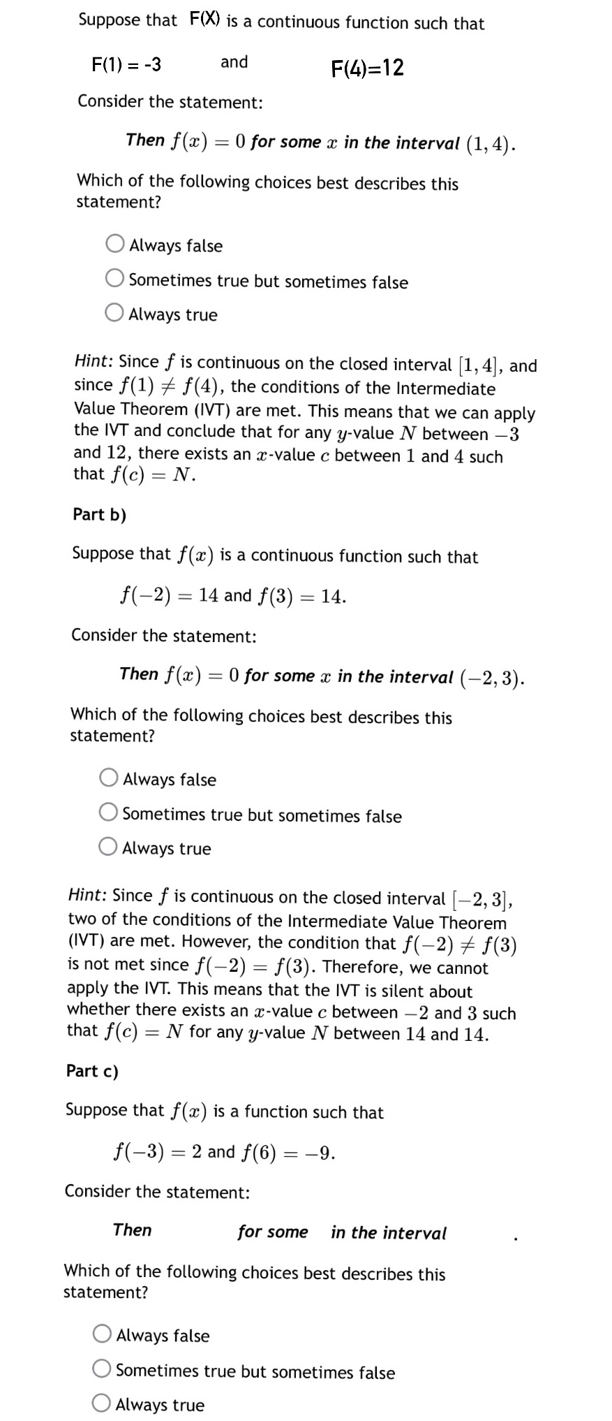 Solved Suppose that F(x) ﻿is a continuous function such | Chegg.com