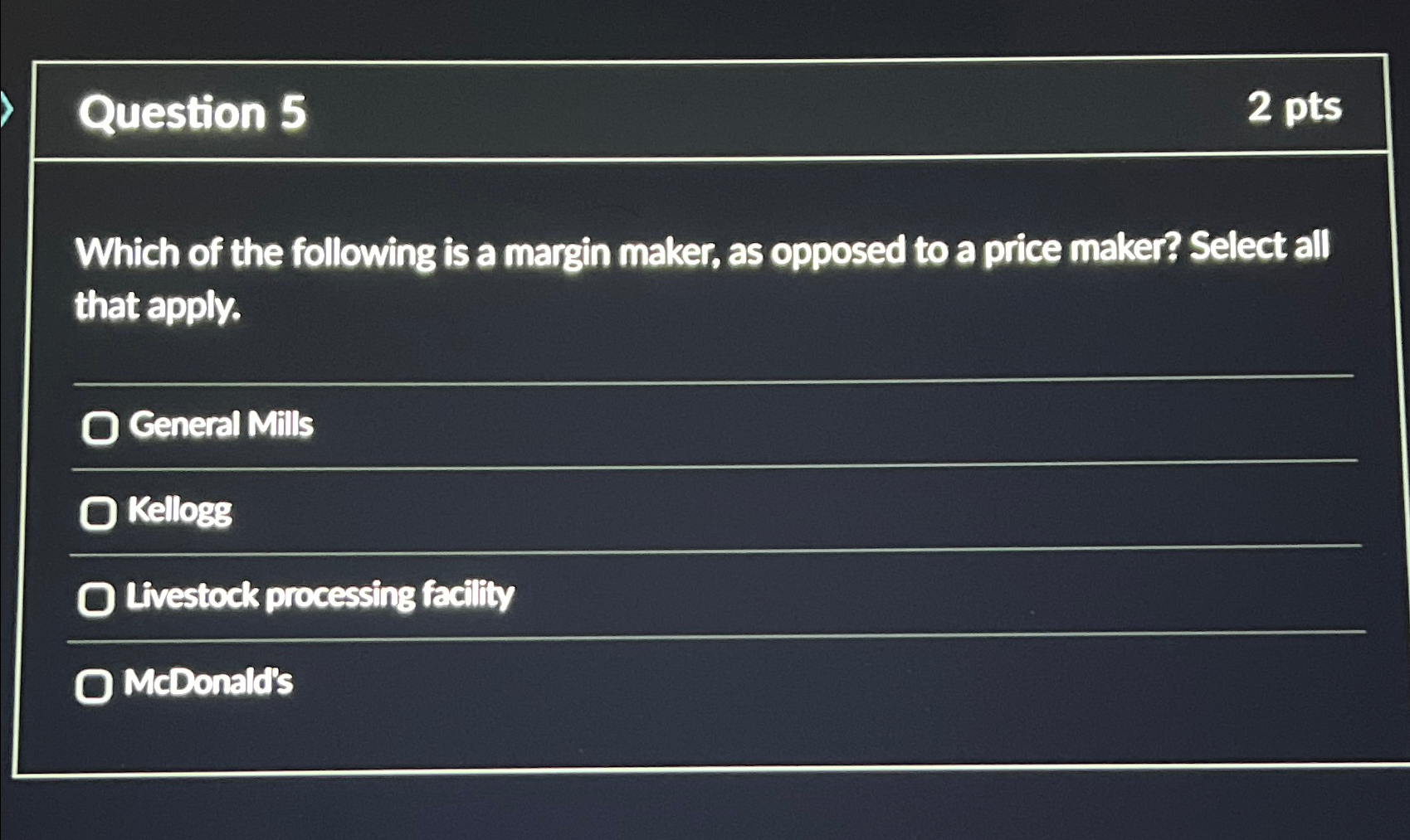 Solved Question 52 ﻿ptsWhich of the following is a margin | Chegg.com