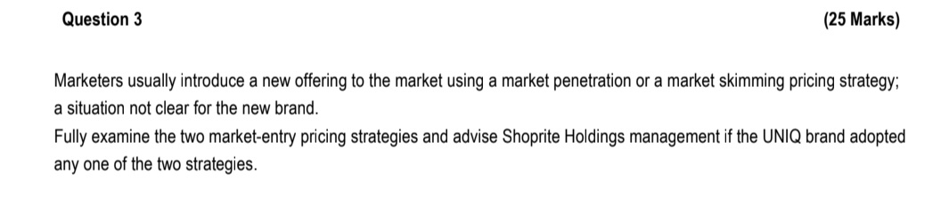 Solved Question 3(25 ﻿Marks)Marketers usually introduce a | Chegg.com