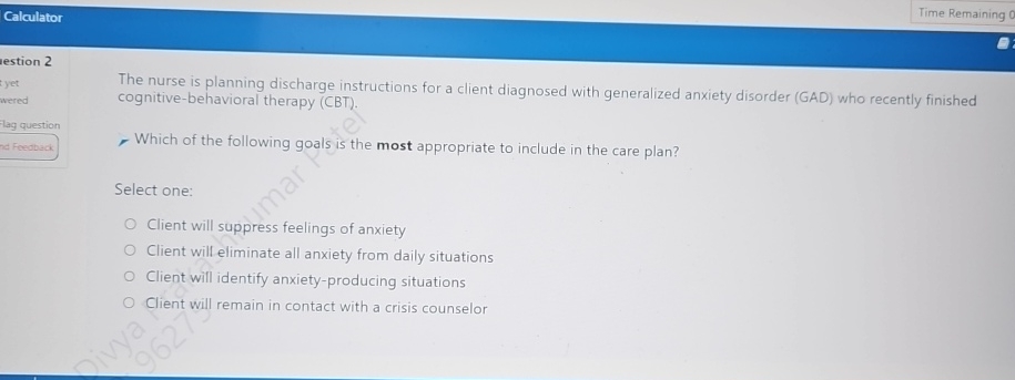 Solved Time Remaining 0The nurse is planning discharge | Chegg.com