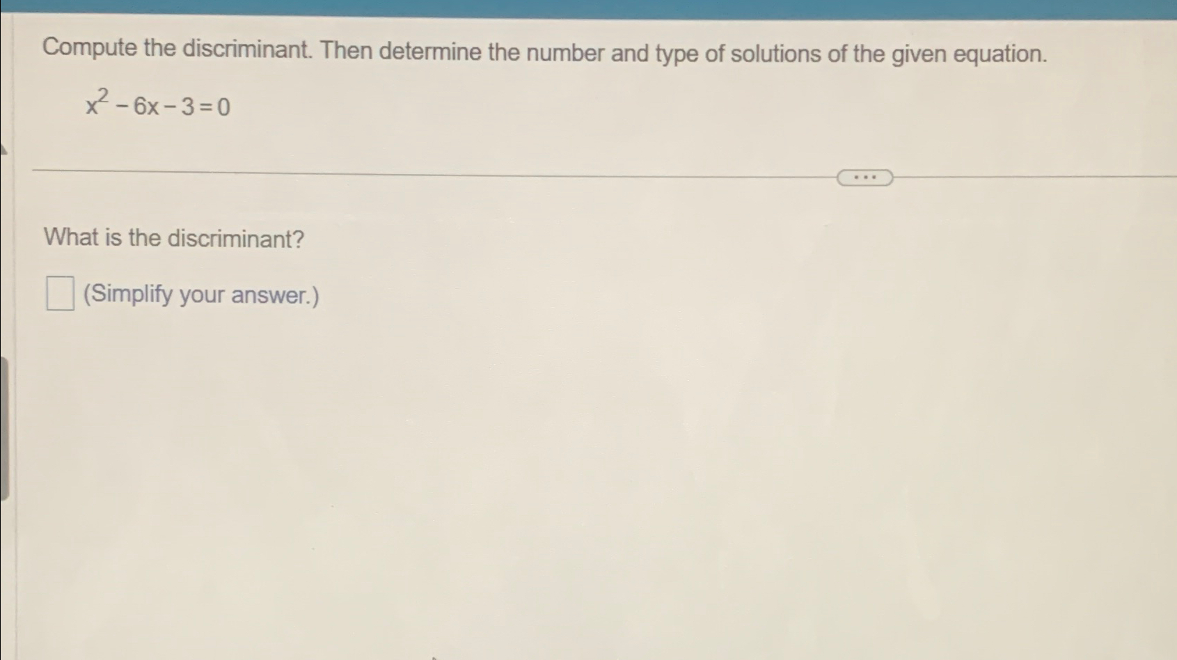 Solved Compute the discriminant. Then determine the number | Chegg.com